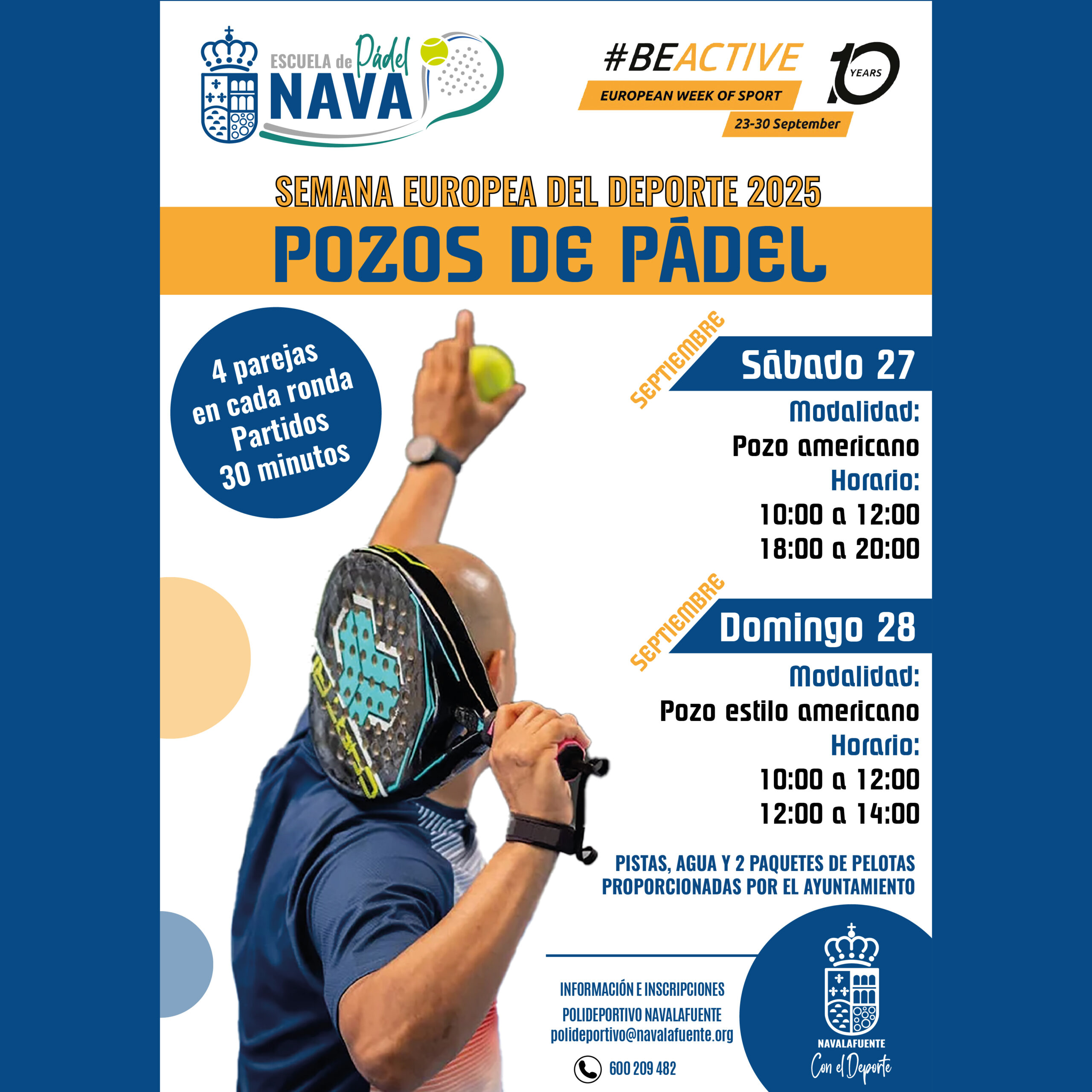 ¡Ampliamos horarios de los POZOS DE PÁDEL de la SEMANA EUROPEA DEL ...